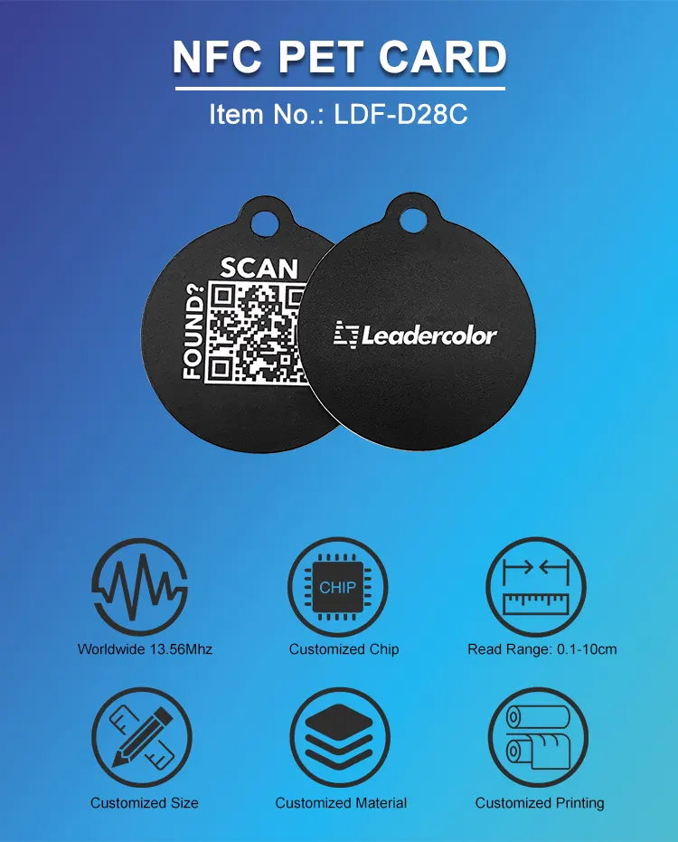 LDF-D28C NFC Pet Card - Leadercolor-RFID tags and Animal Ear tags